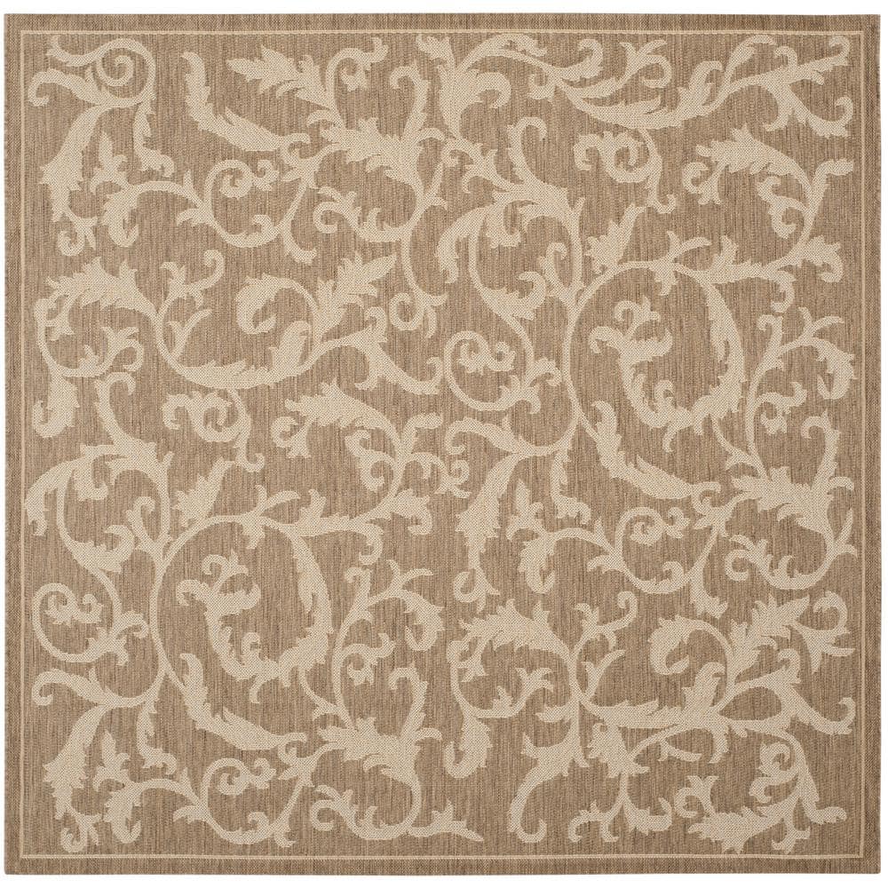 SAFAVIEH Courtyard Brown/Natural 8 ft. x 8 ft. Square Border Indoor ...