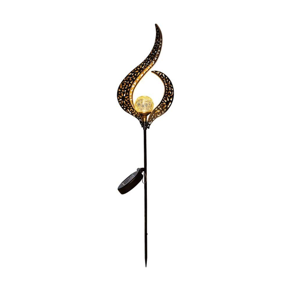 Justincity 40 in. Bronze Metal Glass Solar Garden Stake Light ...