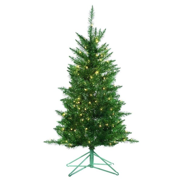 Sterling 4 ft. Pre-Lit Tiffany Lime Green Tinsel Artificial Christmas ...