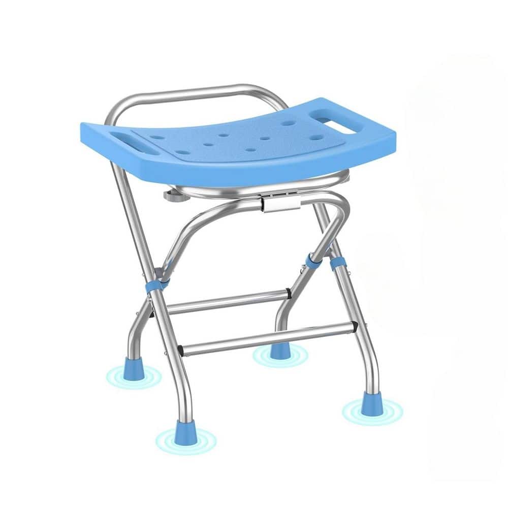 JFVKAF 17.5 in. W Adjustable Folding Stainless Steel Shower Chair in ...