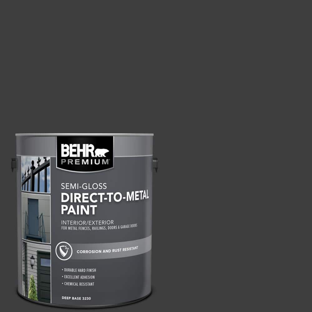 BEHR PREMIUM 1 gal. #AE-54 Molten Black Semi-Gloss Direct to Metal ...