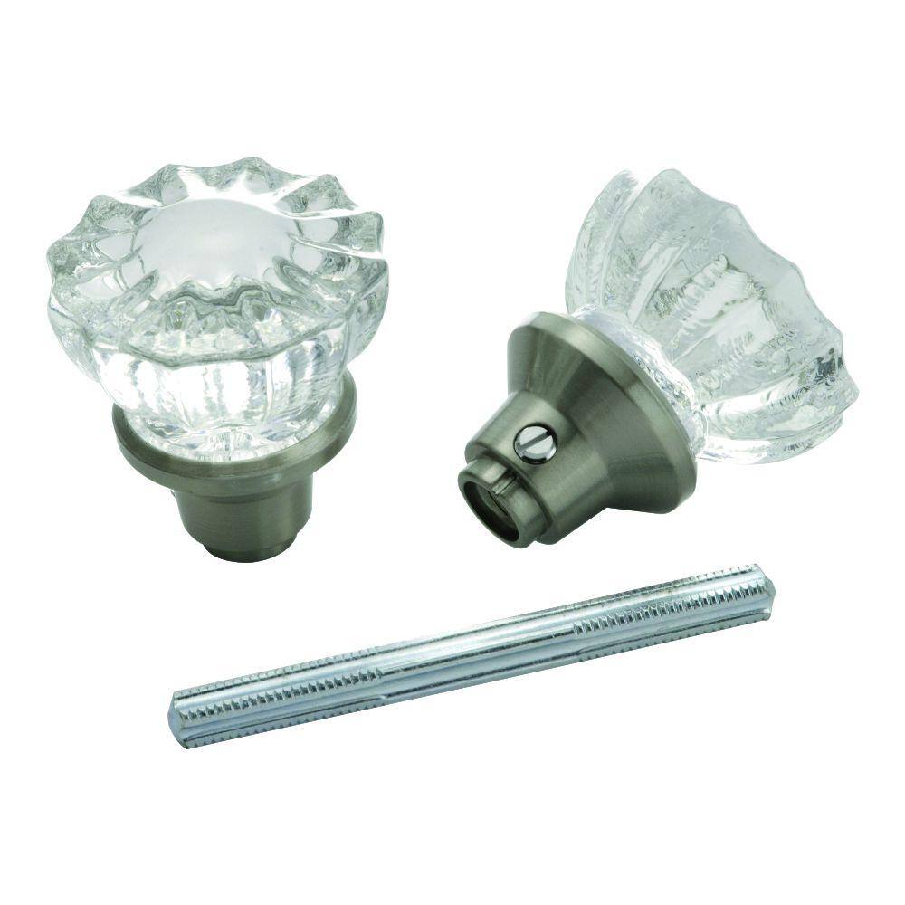 First Watch Security Satin Nickel Glass Knob Set with Spindle 1140-SN ...