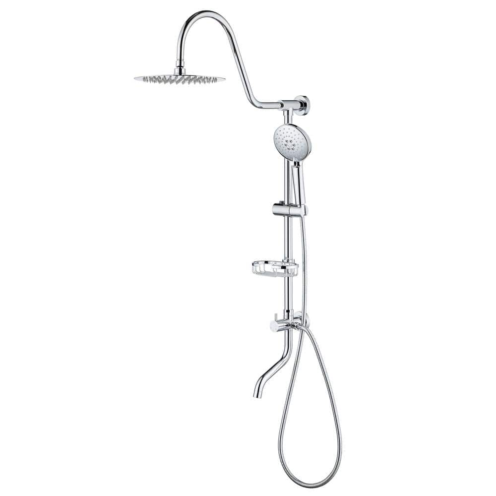 Lukvuzo 10 in. Head 3-Jet Shower System with Adjustable Sliding Shower ...