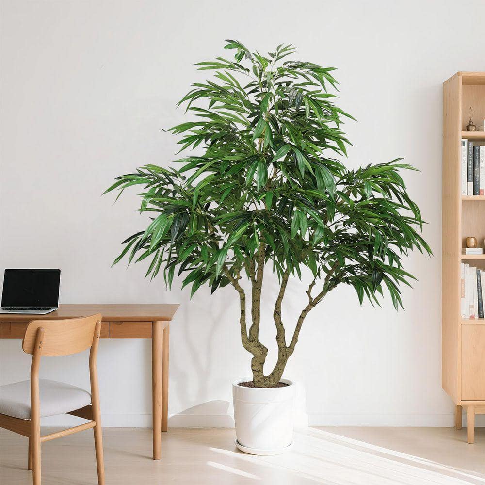 7 ft. Indoor Outdoor Artificial Willow Tree 1-Pc in Pot Faux Slik ...