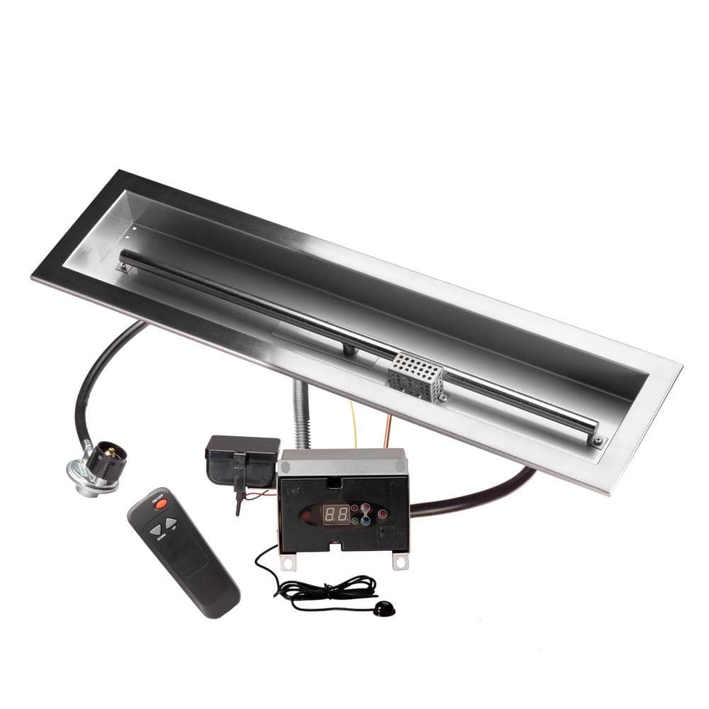 Celestial Fire Glass 30 in. x 6 in. Remote Control Fire Pit Burner Kit ...