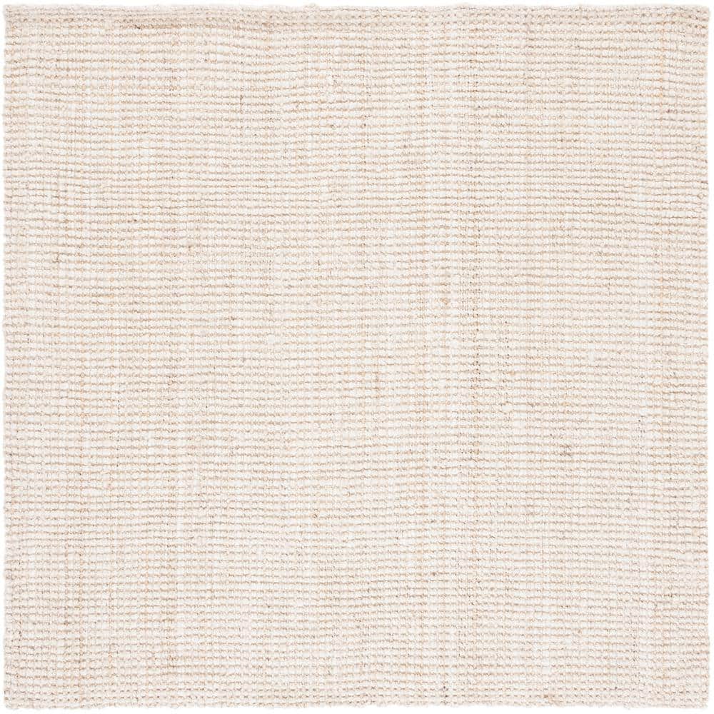 SAFAVIEH Natural Fiber Bleach/Ivory 7 ft. x 7 ft. Woven Border Square ...