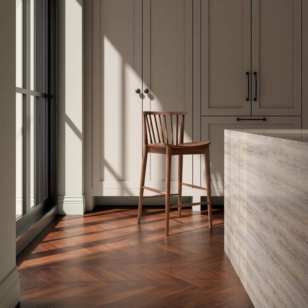 NADAAL STUDIOS Briar 37 in. H Walnut Brown Low Back Solid Walnut Wood ...