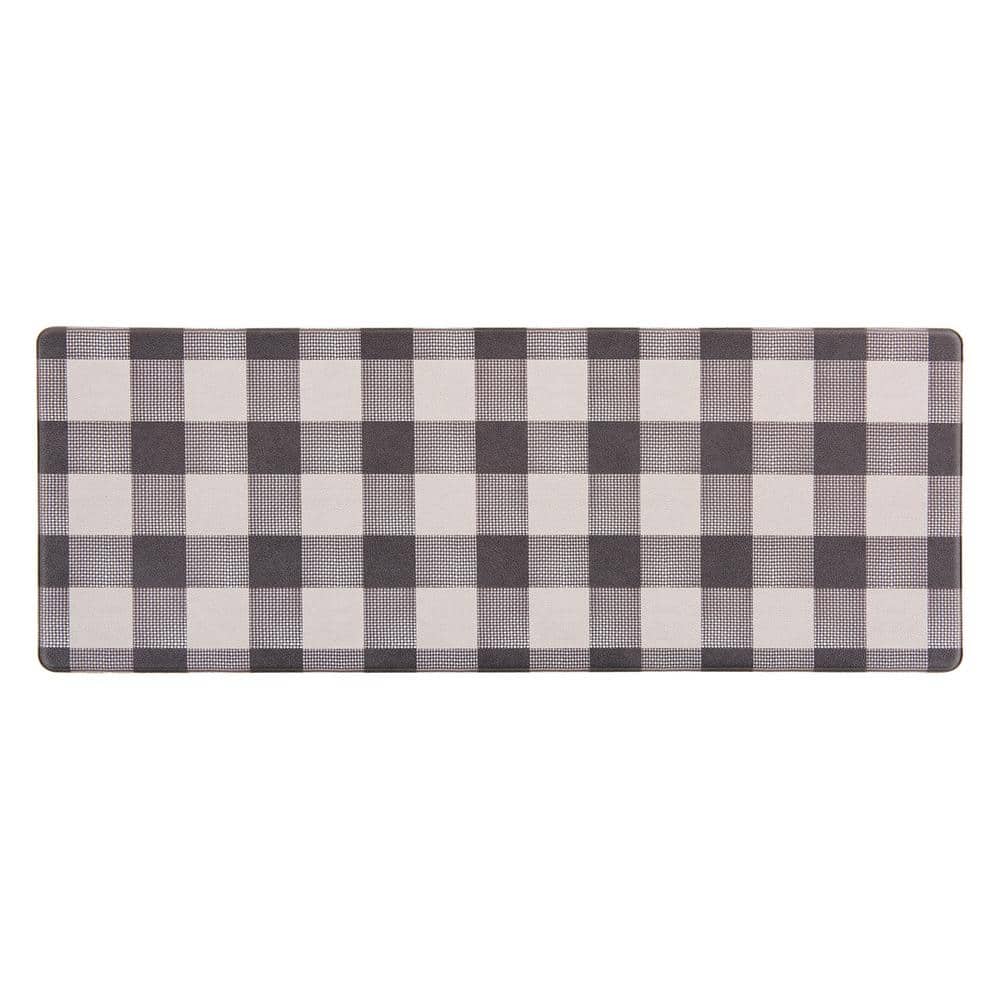 World Rug Gallery Checkered Plaid Black 18 in. x 47 in. Anti-Fatigue ...