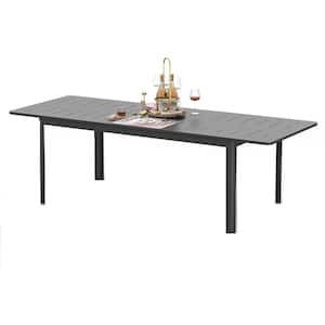 Tenleaf Black Rectangular Metal Aluminum Outdoor Dining Table for 6 ...