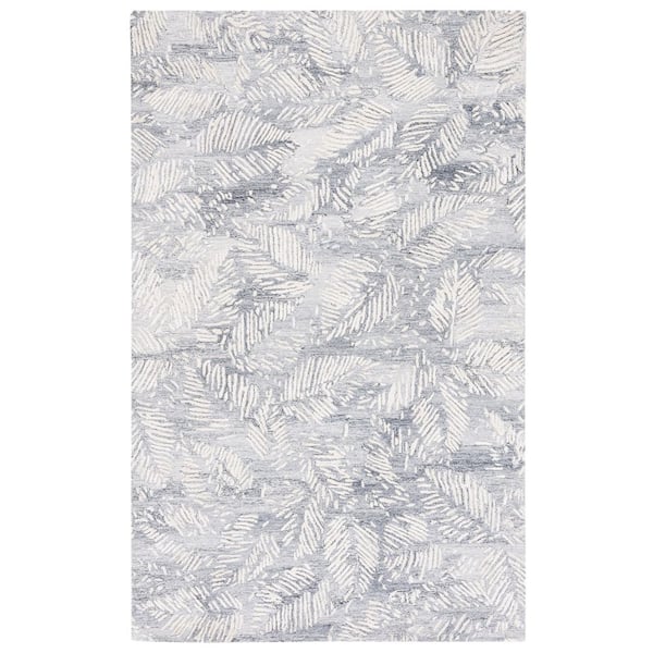 SAFAVIEH Glamour 4 ft. x 6 ft. Gray/Ivory Abstract Feather Area Rug ...