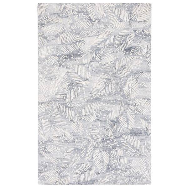 SAFAVIEH Glamour 8 ft. x 10 ft. Gray/Ivory Abstract Feather Area Rug ...
