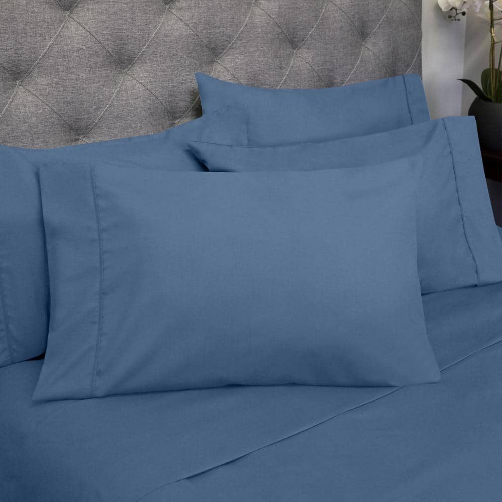 Sweet Home Collection 1500-Supreme Series 6-Piece Denim Solid Color ...
