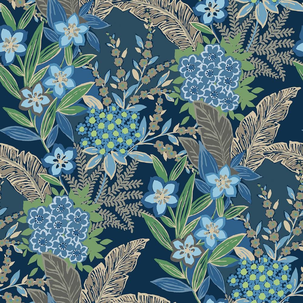 RUPAUL RuJardin Blue Vinyl Peel and Stick Wallpaper Sample RPS6145SAM ...