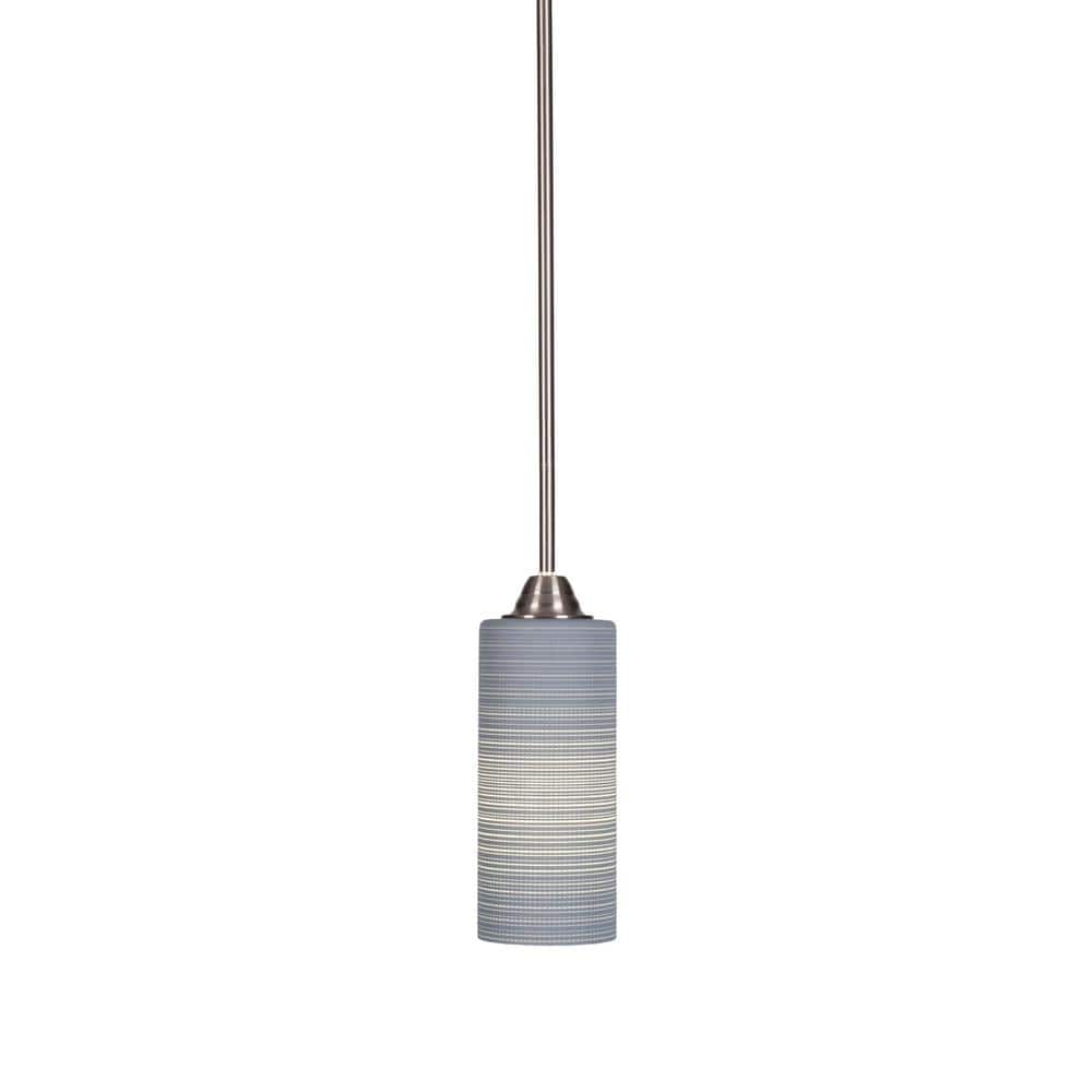 Madison 100-Watt 1-Light Brushed Nickel Shaded Pendant Light with 4 in ...