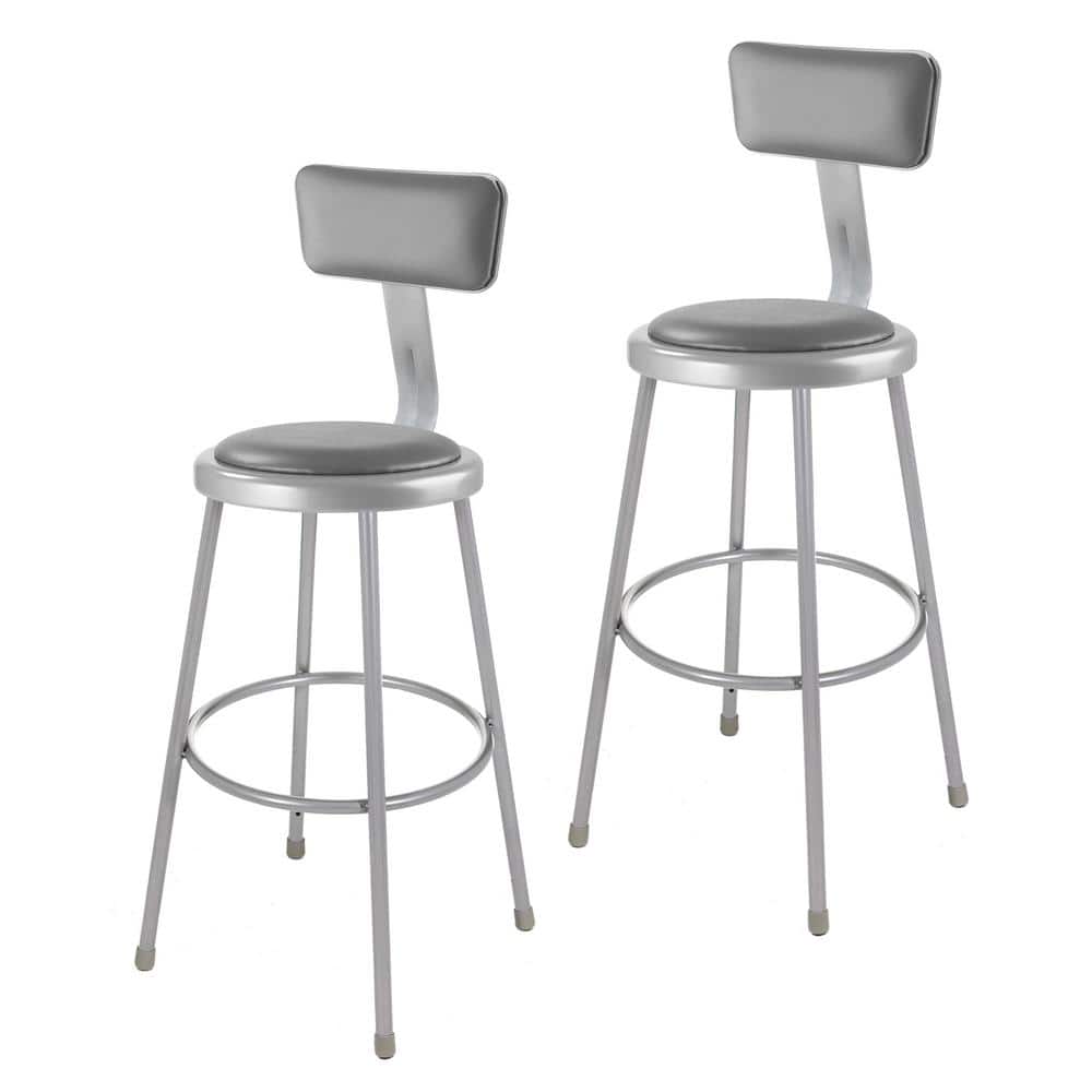 HAMPDEN FURNISHINGS Otto 30-inch Grey Vinyl Padded Stool with Backrest ...