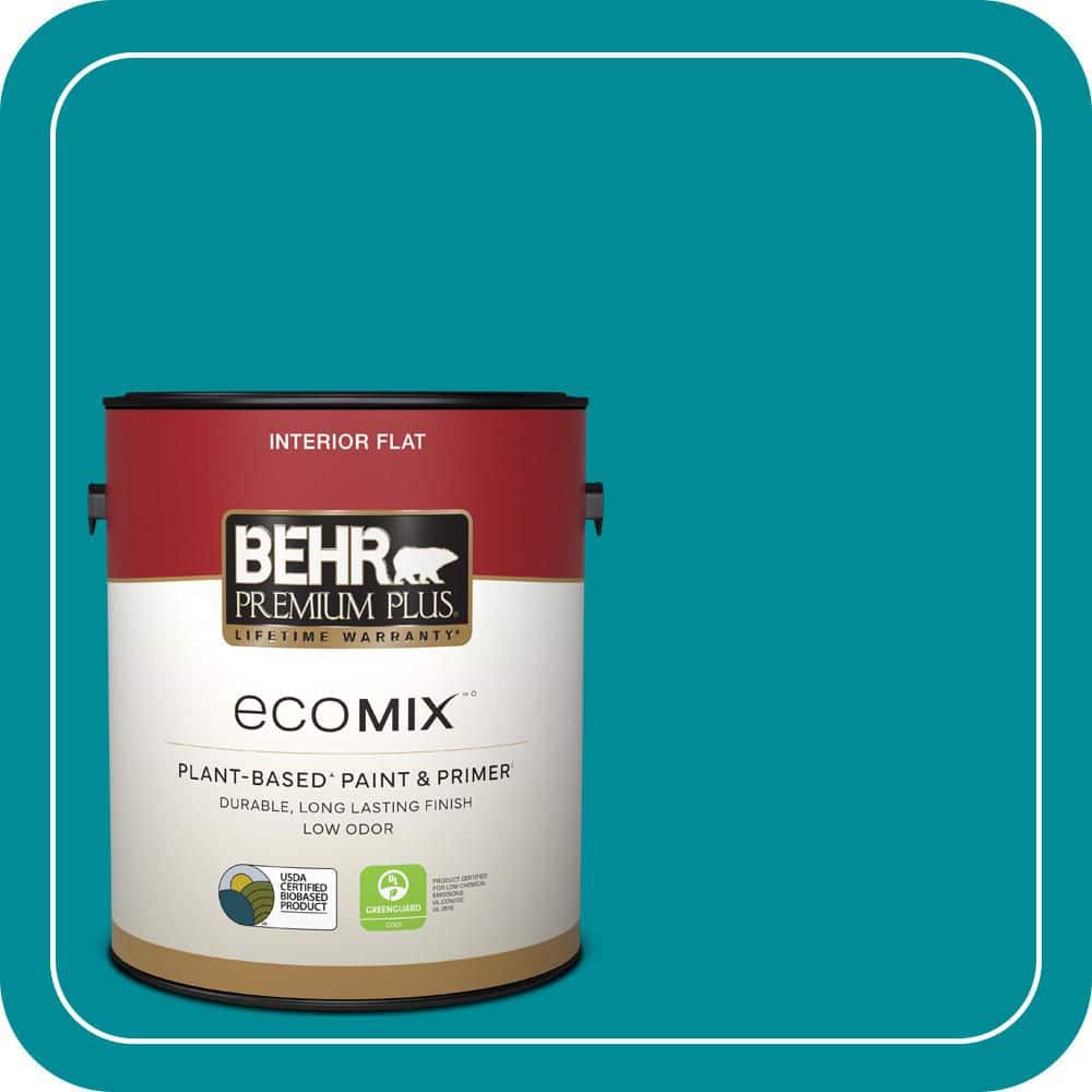 BEHR PREMIUM PLUS 1 gal. #510B-7 Empress Teal Flat EcoMix Plant-Based ...