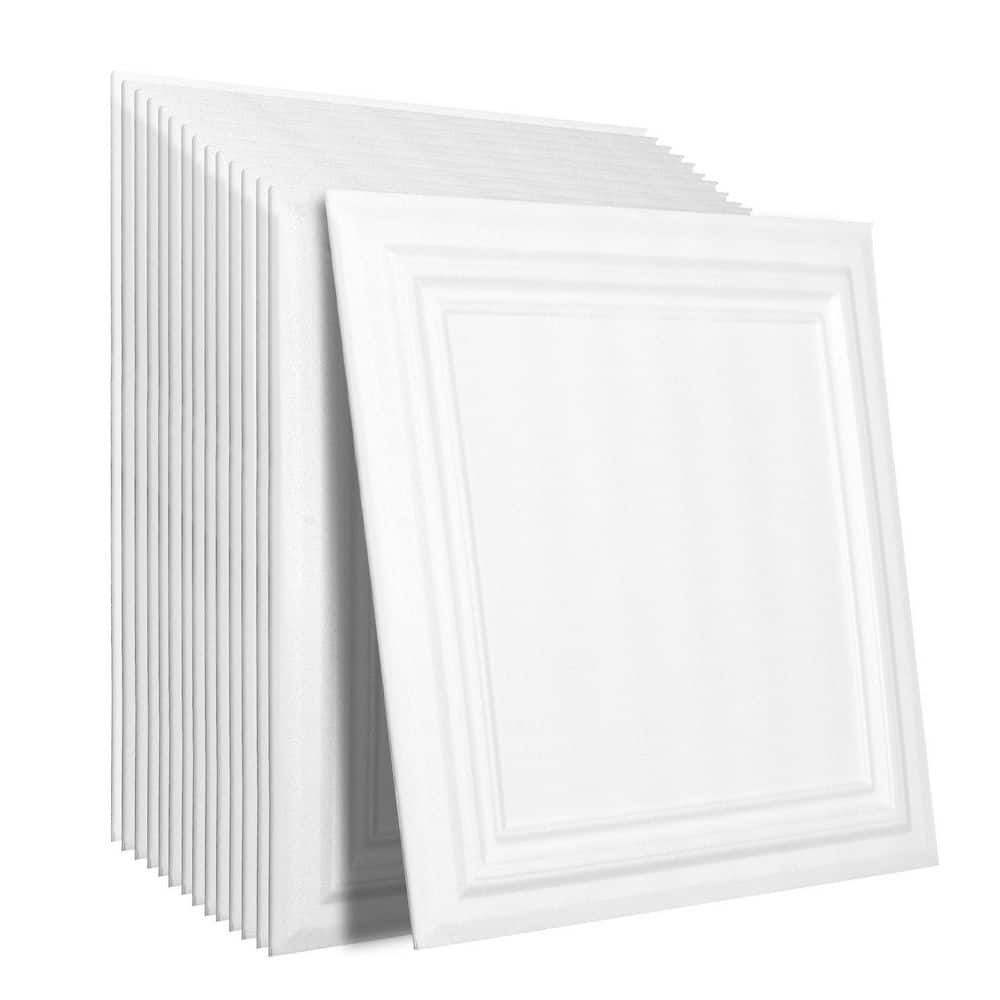 SKYSHALO Drop Ceiling Tiles, White 1.6 ft. x 1.6 ft. Standard Ceiling ...