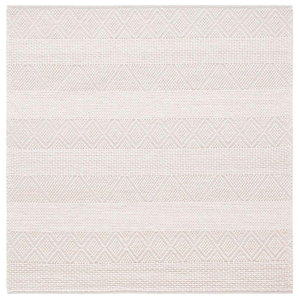 SAFAVIEH Natura 6 ft. x 6 ft. Ivory Diamond Striped Chevron Square Area ...