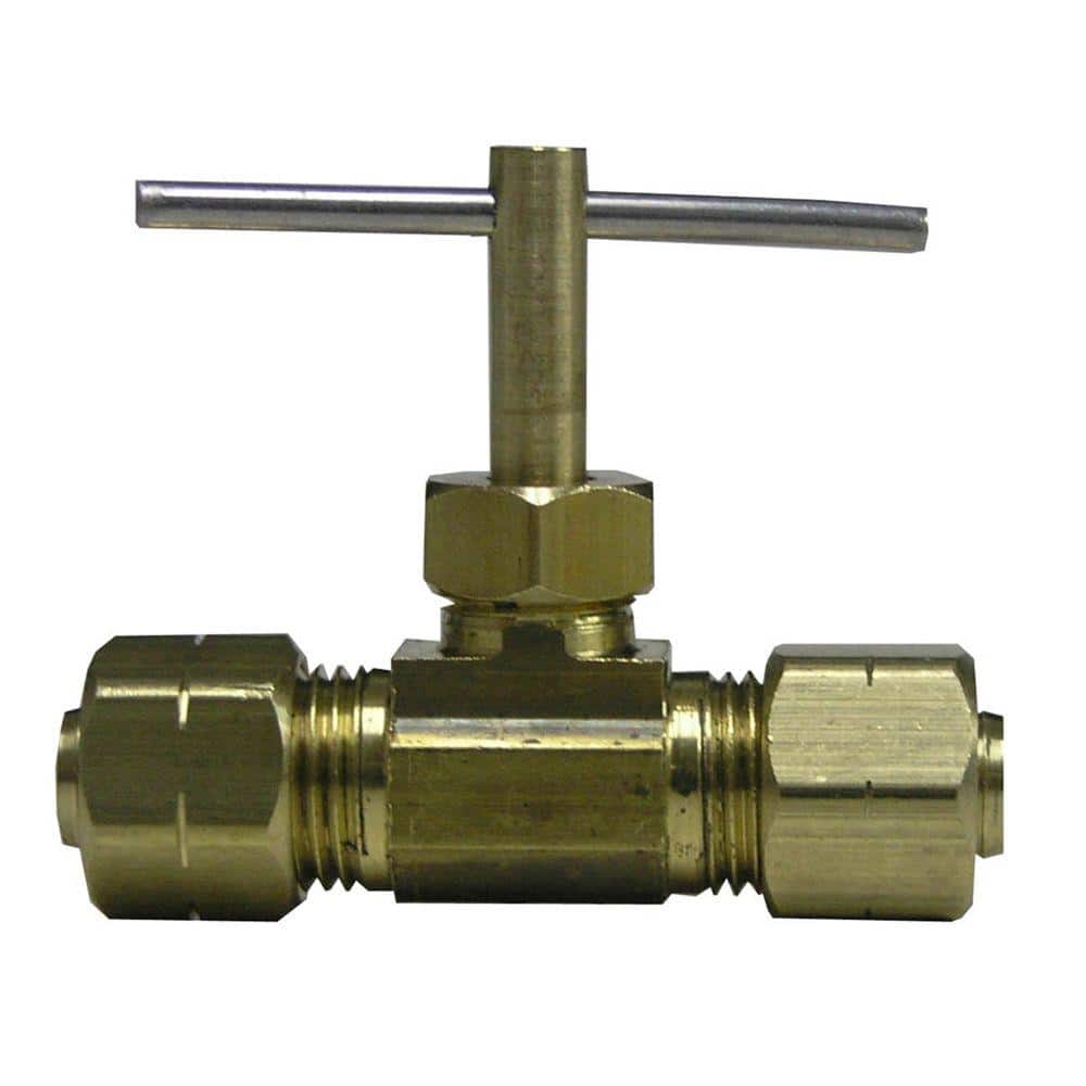 Everbilt 1/4 in. Brass Compression Angle Needle Valve with Chrome ...