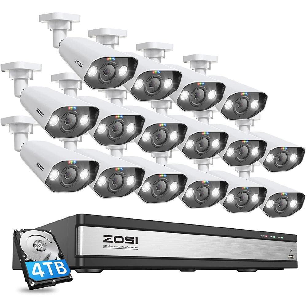 ZOSI 16-Channel 8MP PoE 4TB NVR Security Camera System with 16 Wired ...