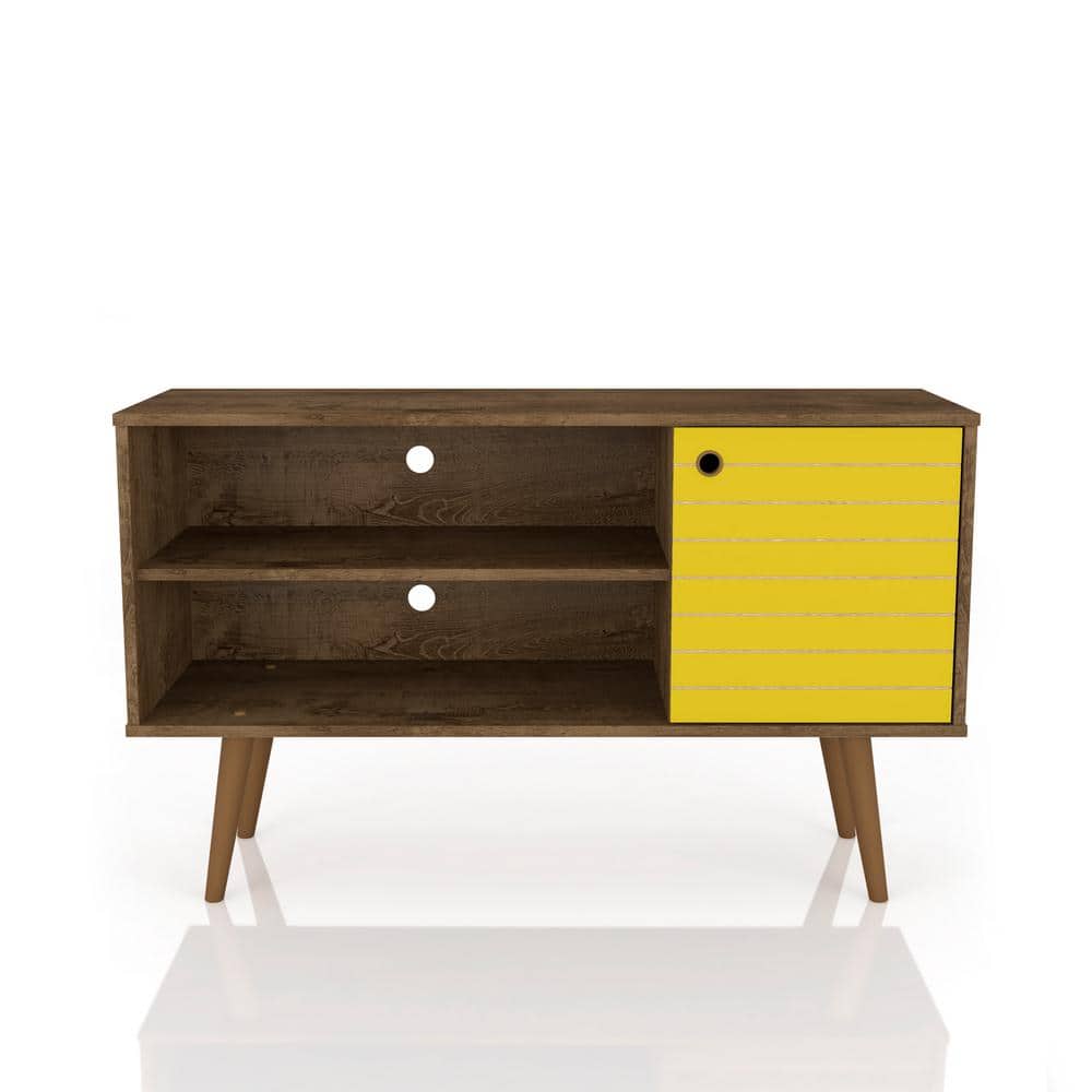 Manhattan Comfort Liberty 42.52 in. Rustic Brown and Yellow TV Stand ...