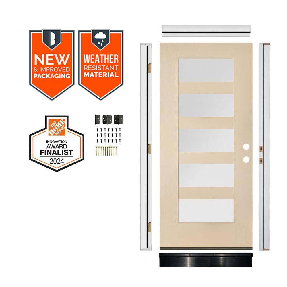 Krosswood Doors 36in.x79in. Modern 5-Lite Clear Glass LH Unfinished ...