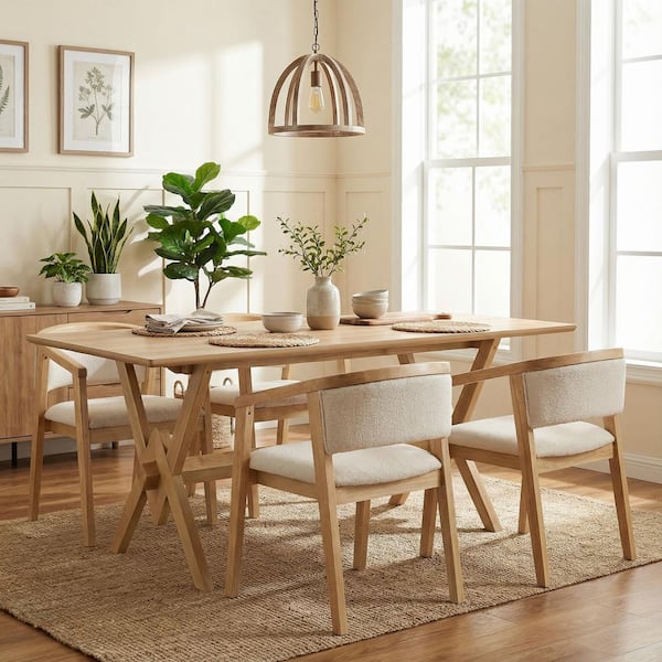 CHRISTOPHER KNIGHT HOME Arleen 5-Piece Beige+Oak Natural Wood Top ...