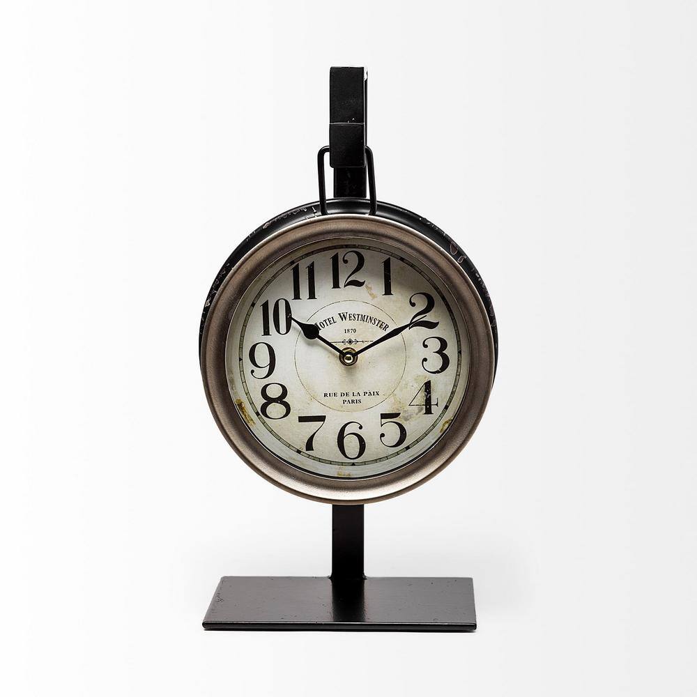 HomeRoots Metal Table Clock Decor 2000376235 - The Home Depot