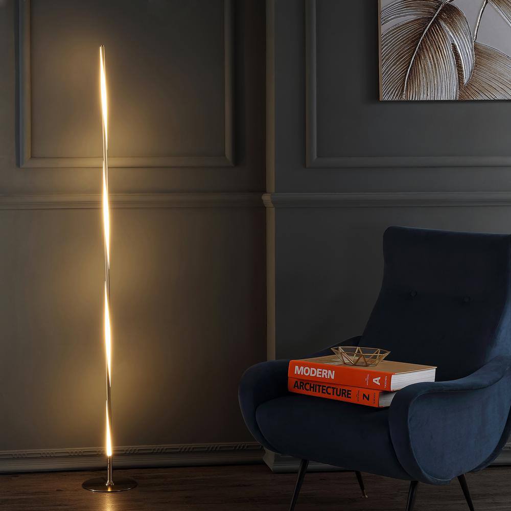 JONATHAN Y Pilar 63.75 in. Gold LED Integrated Floor Lamp JYL7006B ...