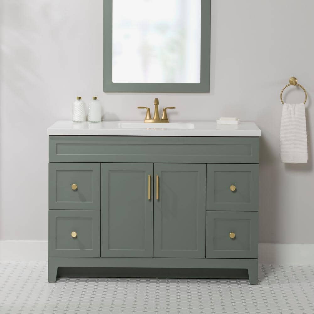 Glacier Bay Chasbury 49 in. Single Sink Palm Green Bath Vanity with ...