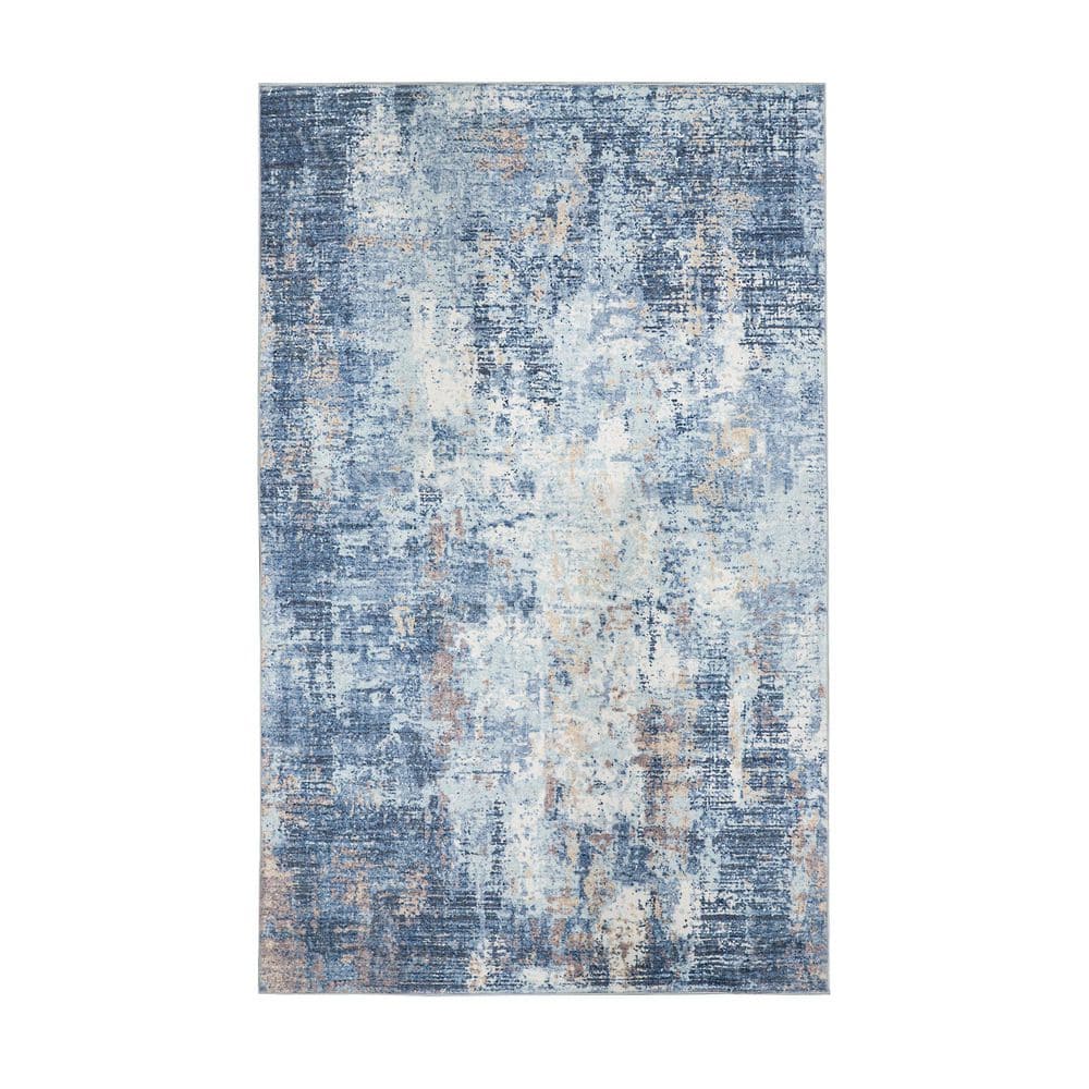 Glitzhome 5ft. x 8ft. Abstract Blue/ Ivory Area Rugs GH2041200016 - The ...