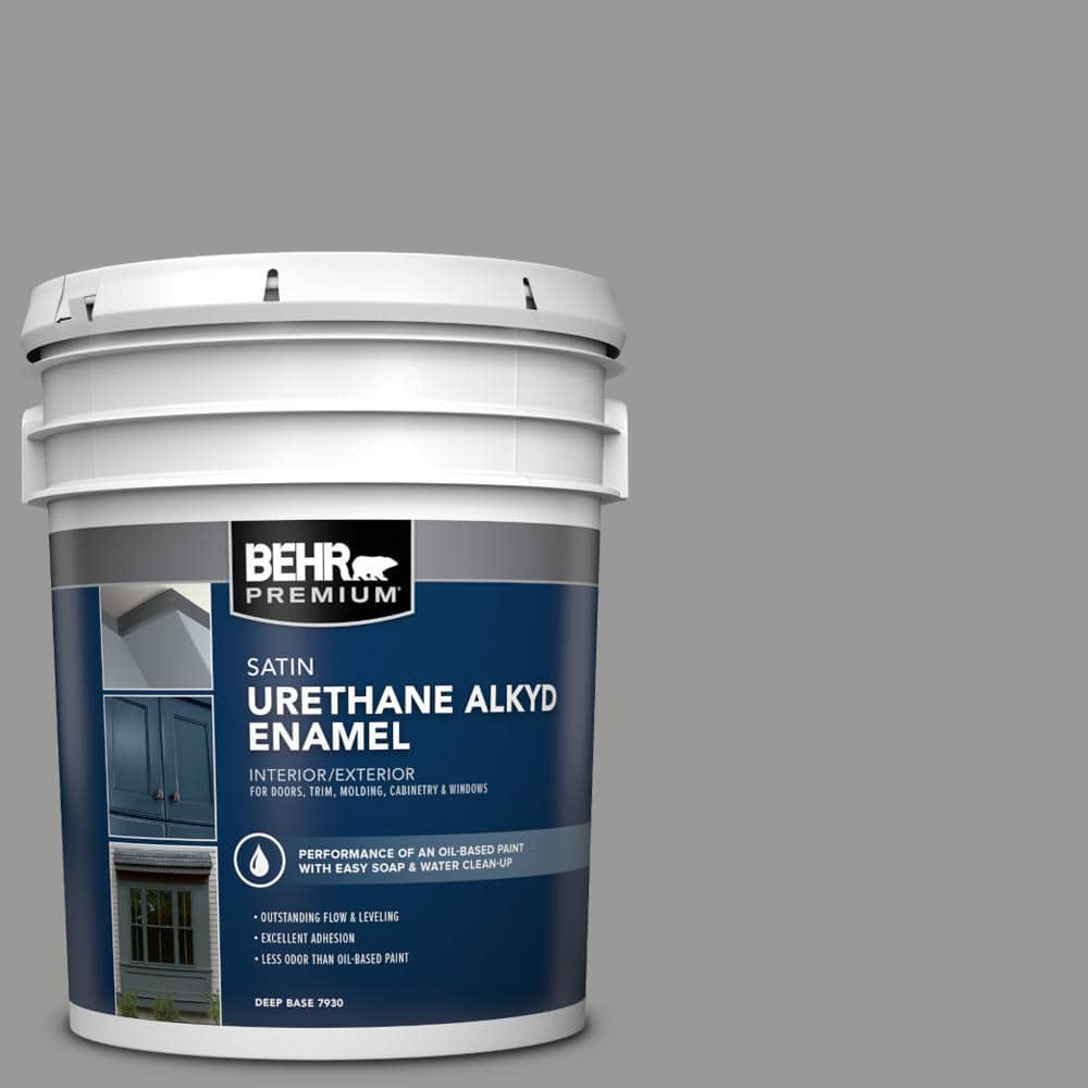BEHR PREMIUM 5 gal. #HDC-NT-10A Dolphin Gray Urethane Alkyd Satin ...