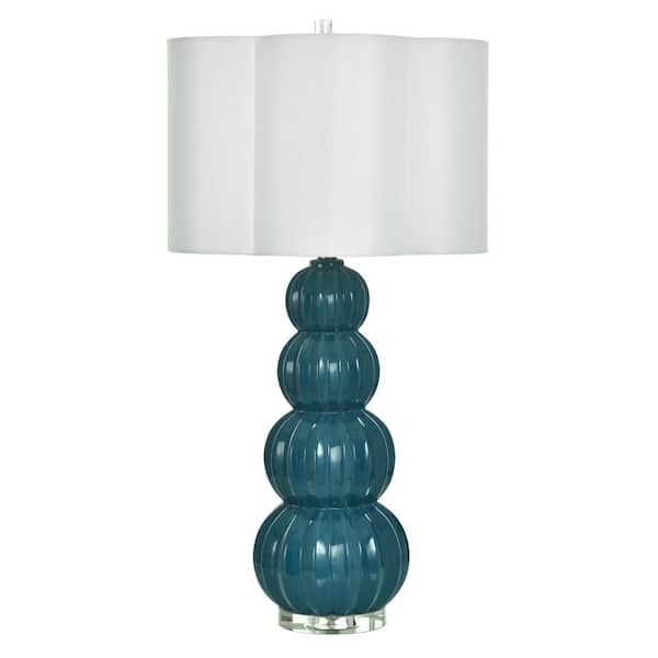 StyleCraft Ophelia 33 in. Navy Table Lamp with White Linen Shade ...