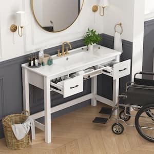 Findepot 36 in. W Single Sink ADA Freestanding White Bath Vanity with ...