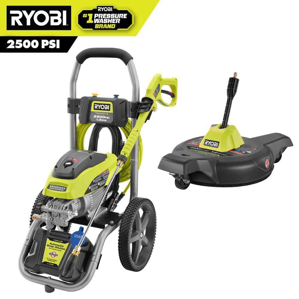 RYOBI 2500 PSI 1.2 GPM Cold Water Electric Pressure Washer and 12 in ...