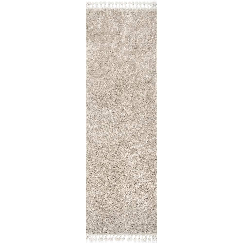 nuLOOM Casual Plush Shag Neva Beige 2 ft. 6 in. x 12 ft. Indoor Runner ...