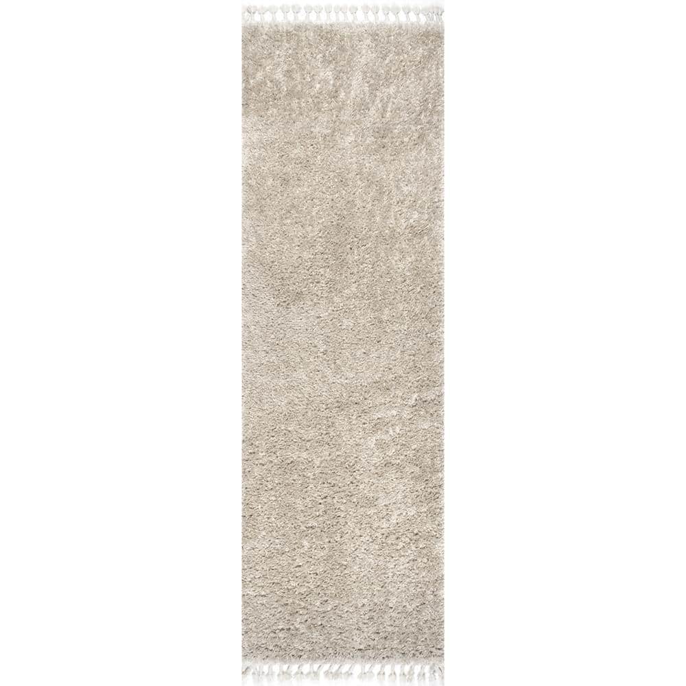 nuLOOM Casual Plush Shag Neva Beige 2 ft. 6 in. x 8 ft. Indoor Runner ...