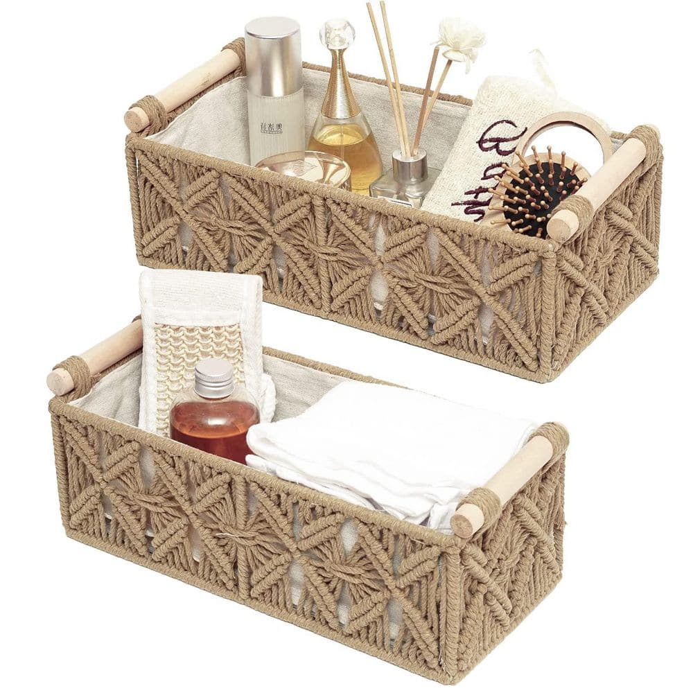 Beige 13.5 in. x 4 in. Cotton Decorative Basket Set of 2 Z09ZD77CXR ...