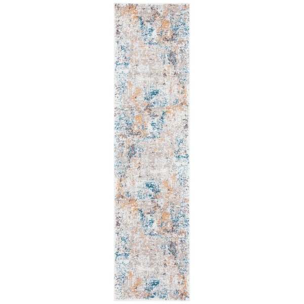 SAFAVIEH Crystal 2 ft. x 9 ft. Ivory/Yellow Distressed Marble Runner ...