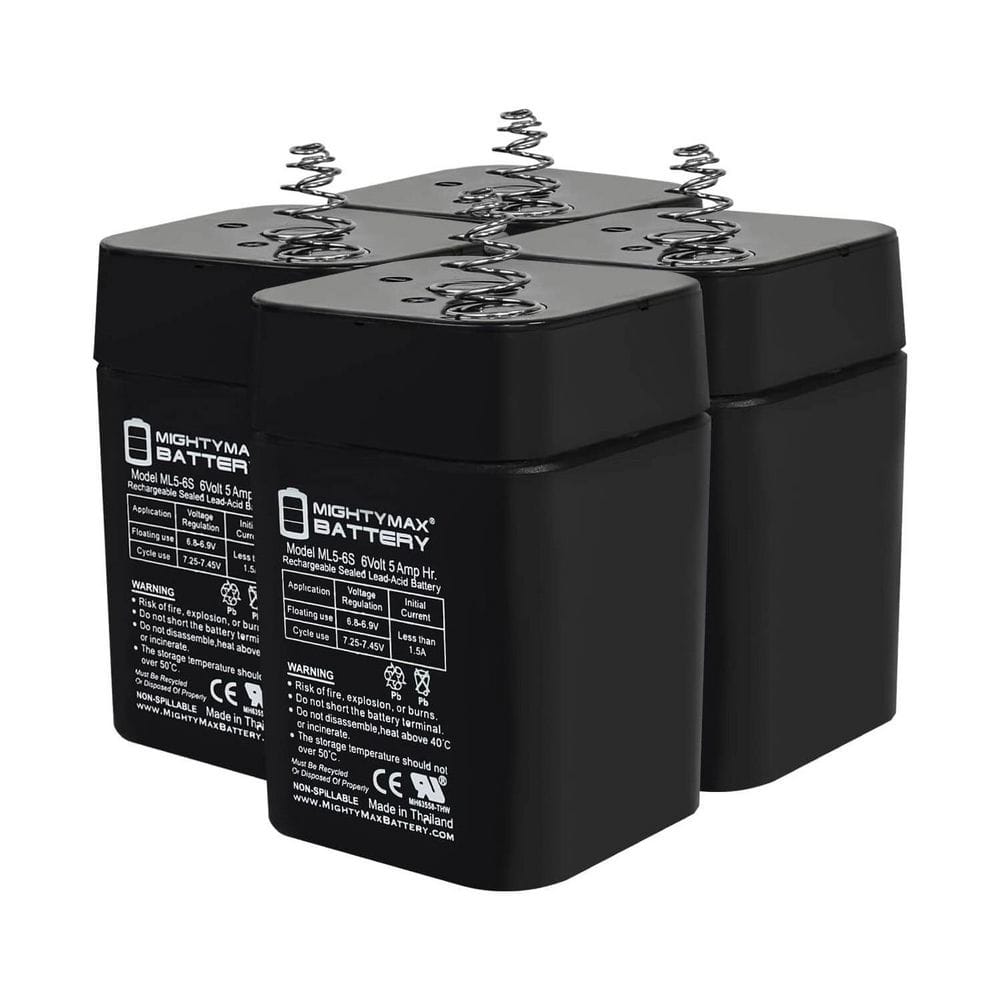 MIGHTY MAX BATTERY ML5-6S-6 Volt 5 AH, Spring S2 Terminal, Rechargeable ...