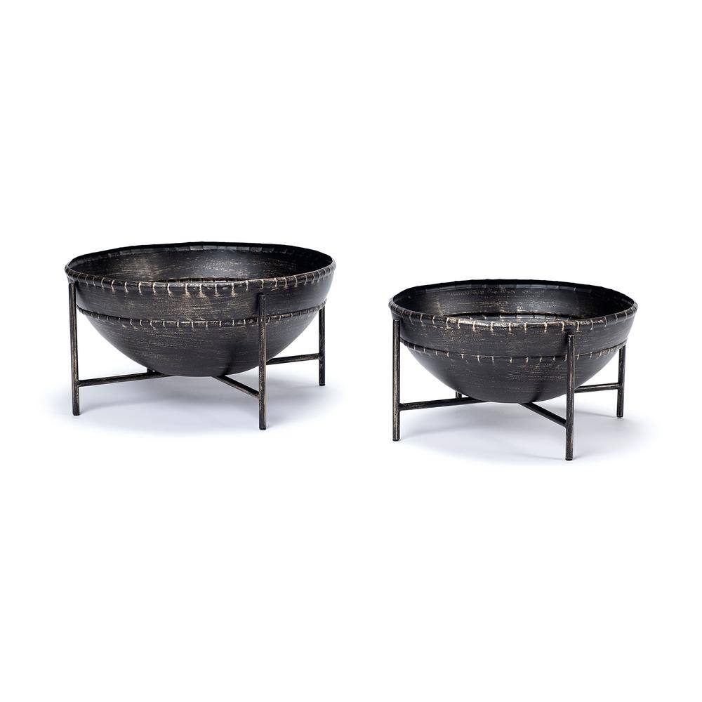 Mercana Cauldron Brown Metal Bowls (Set of 2) 68251 - The Home Depot