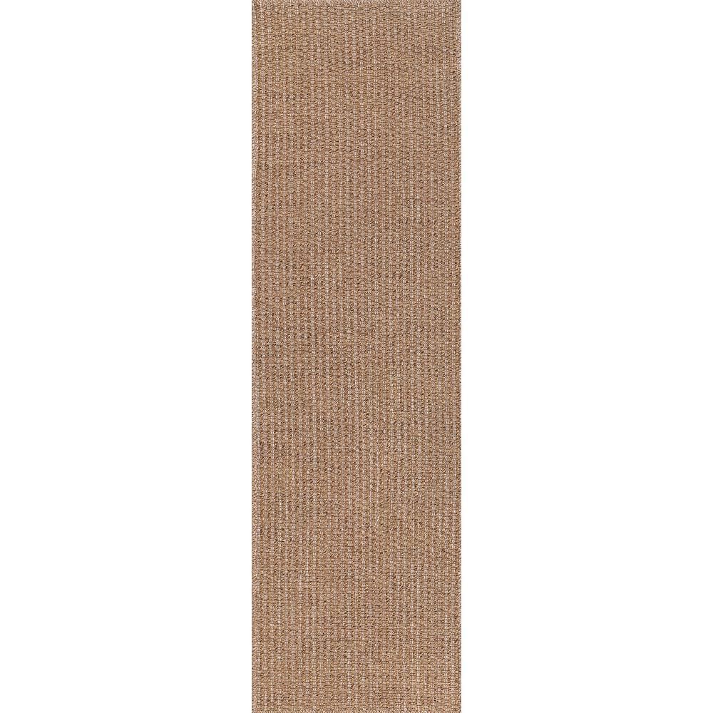 Beverly Rug Natural 2 ft. x 7 ft. Wooly Easy Jute Washable Indoor ...