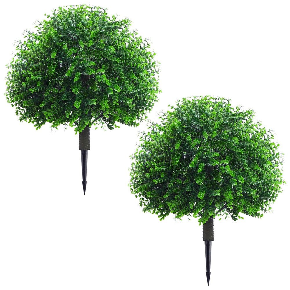 6.69 in. Green Indoor Outdoor Artificial Boxwood Shrub 2-Pack UV ...