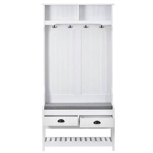 HOMCOM White Hall Tree with Shoe Storage Bench, Entryway Bench with ...