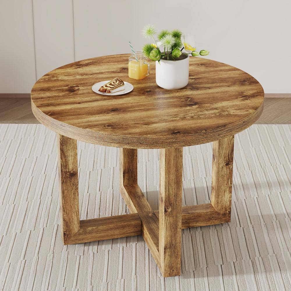 Noble House Cyrane Natural 42 in. Cross Legs Round Dining Table Seats 4 ...
