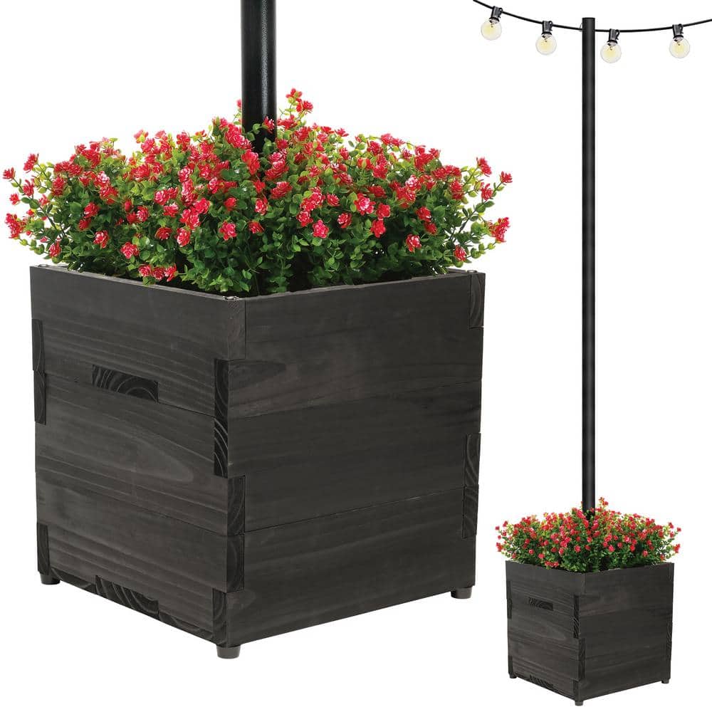 EXCELLO GLOBAL PRODUCTS Extra Large 18 in. Black Wooden Planter Box ...
