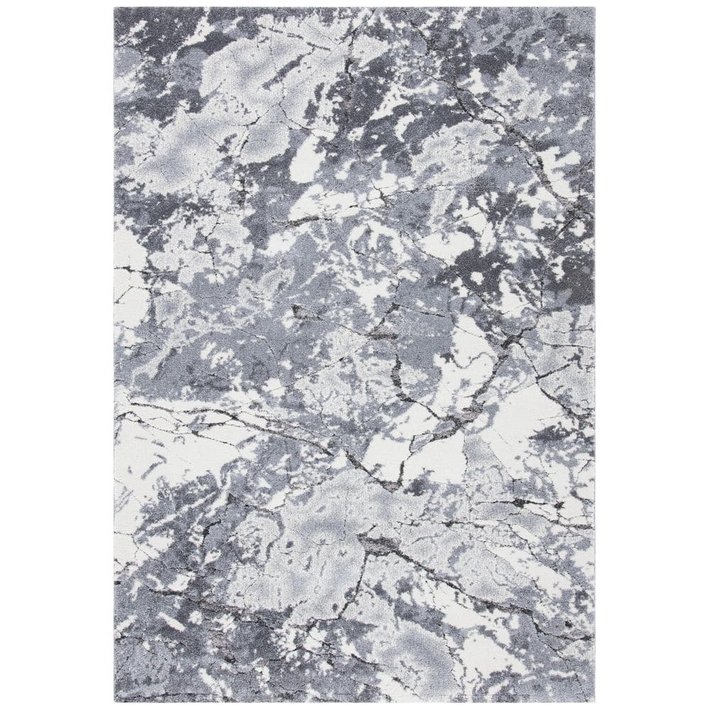 SAFAVIEH Cyrus Shag 8 ft. x 10 ft. Gray/Ivory Abstract Splatter Area ...