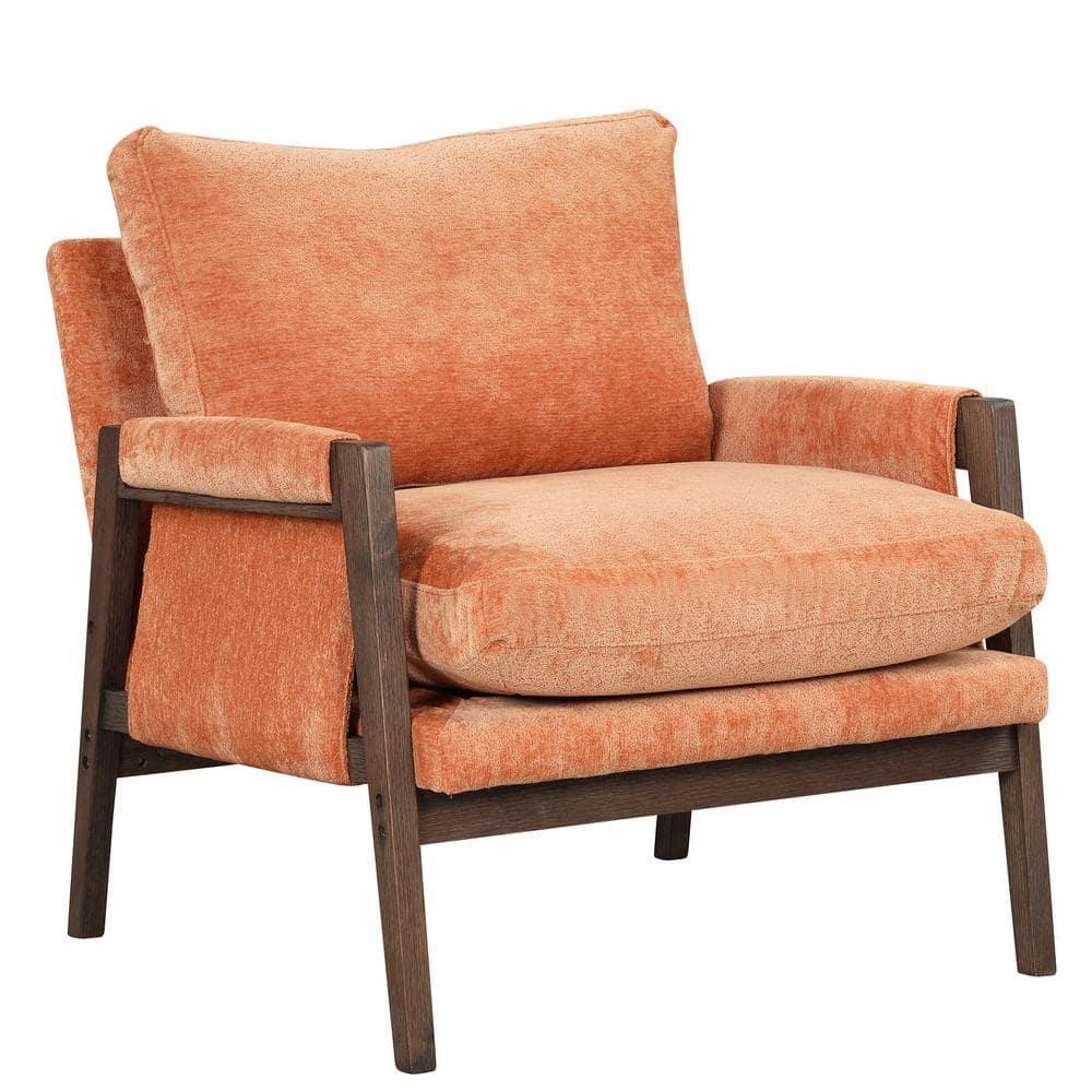 Nestfair Orange Velvet Accent Arm Chair with Thick Seat Cushion FSC654G ...