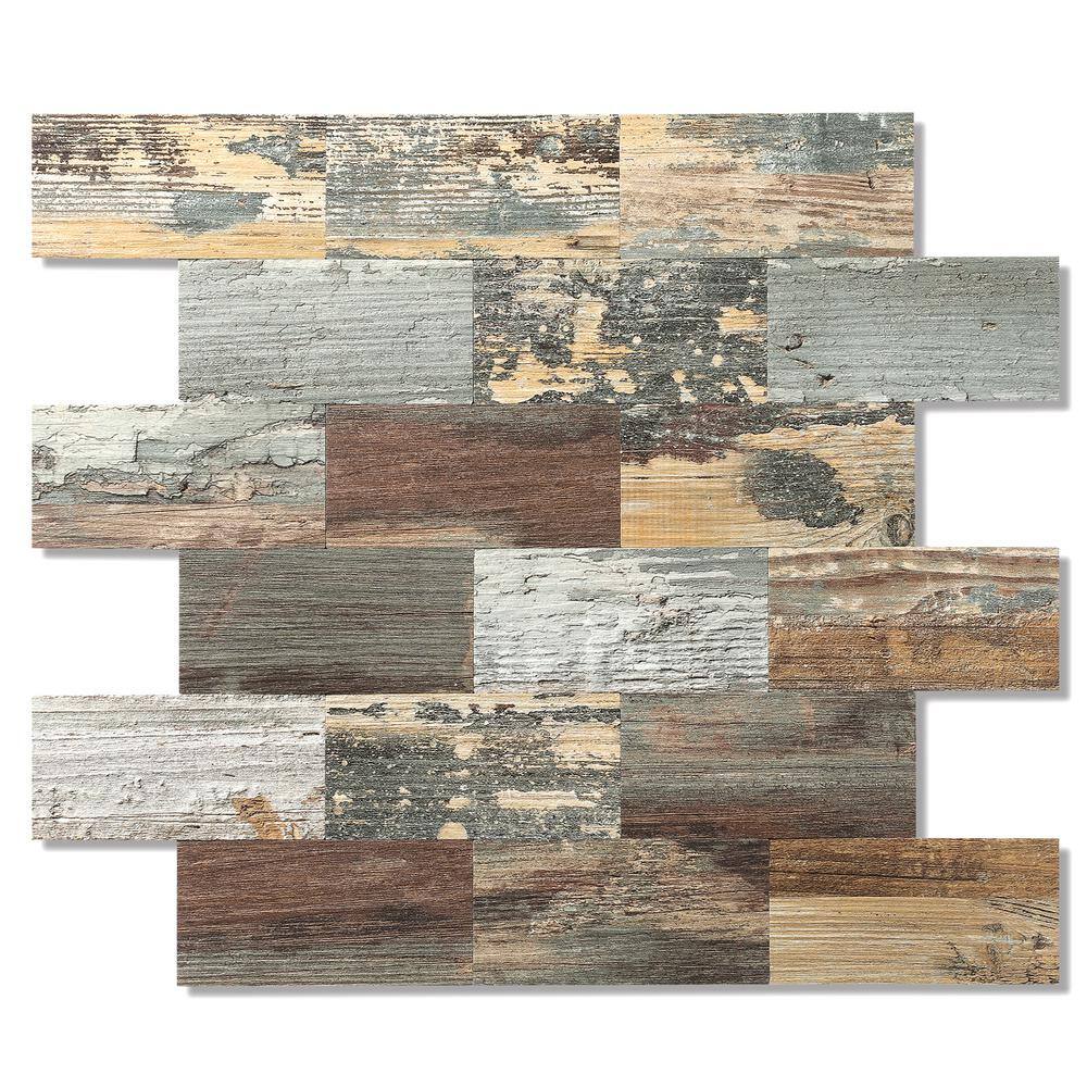 Yipscazo Wood Collection Mix Rustic 12 in. x 12 in. PVC Peel and Stick Tile (5 sq. ft./5-Sheets ...