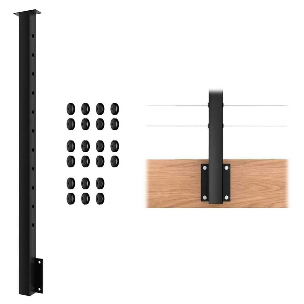 Afoxsos 2 in. Cable Railing Post 44in Black Stainless Steel Space ...